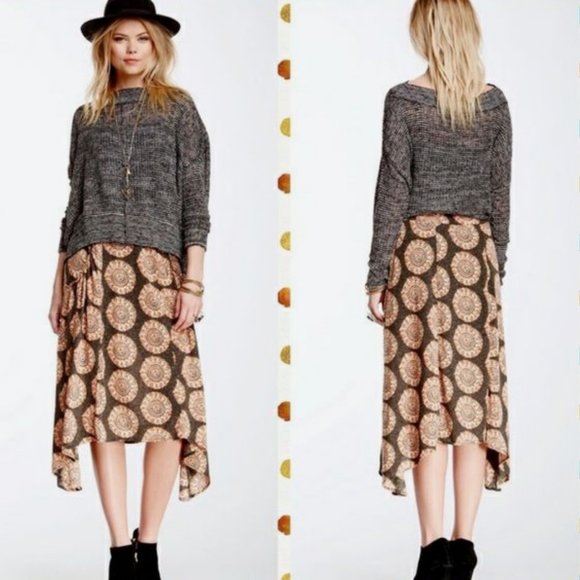 Free People | Skirts | Free People Skirt Asymmetrical Shark Bite Knit ...